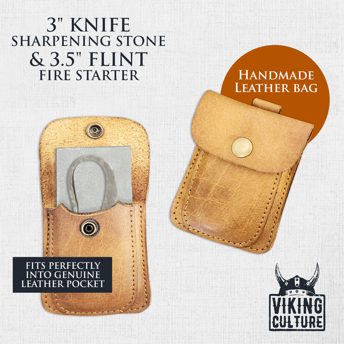Viking Culture Fire Starter with Survival Knife and Sharpening Stone ...